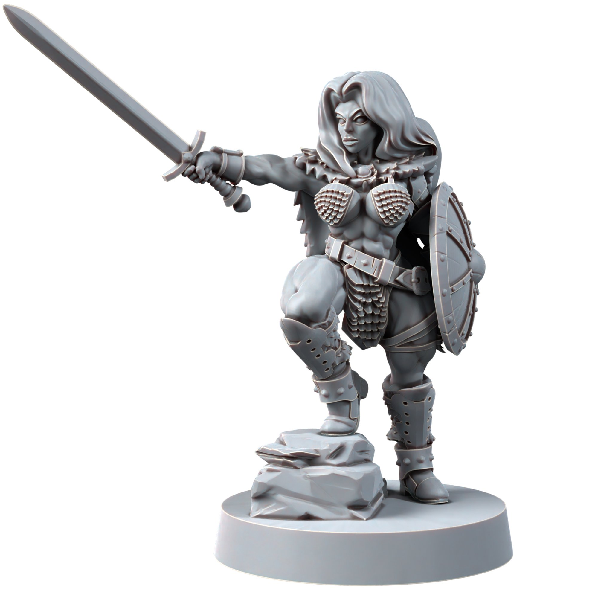 BARBARIAN – FEMALE WITH SHIELD – Wargame Exclusive Fantasy