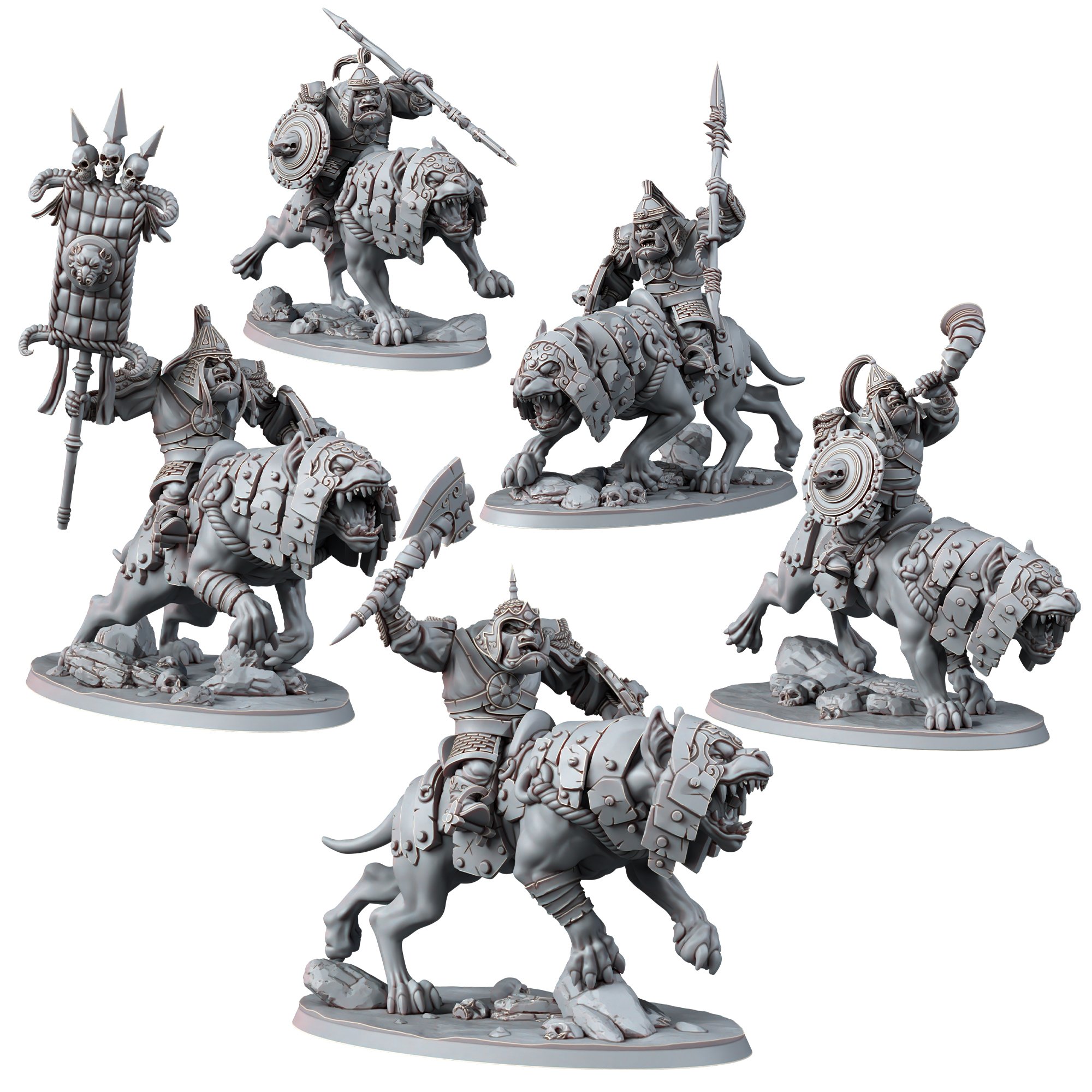 ORCS – BIG GREY WARG RIDERS (5U) – Wargame Exclusive Fantasy