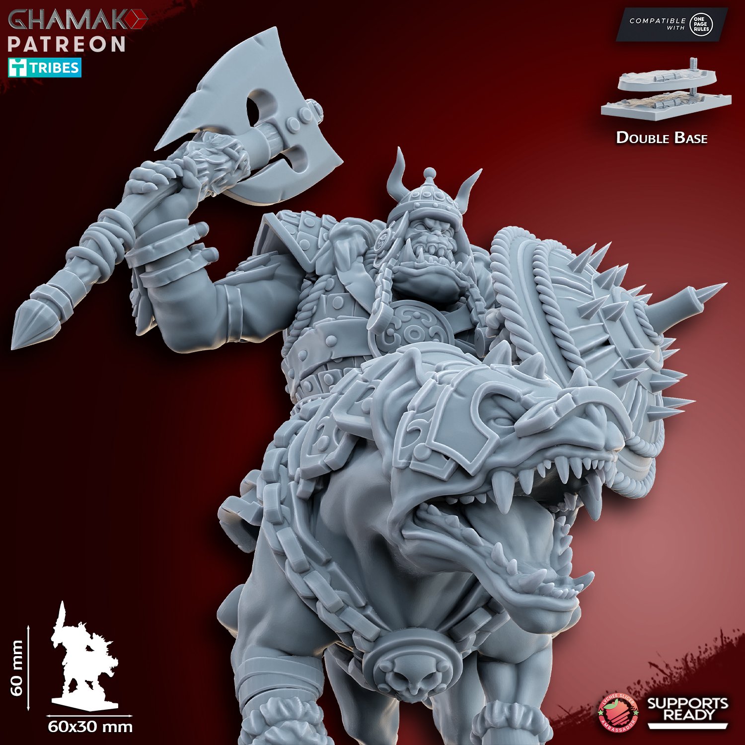 ORCS – GREY ORC WARLORD ON WARG – Wargame Exclusive Fantasy