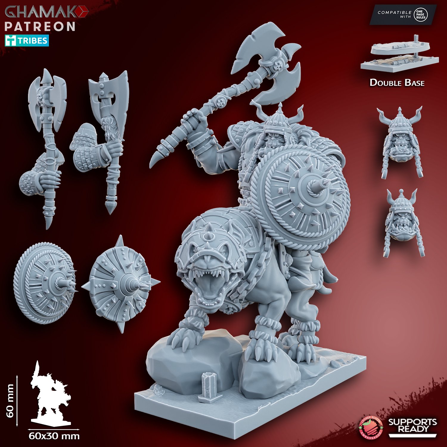 ORCS – GREY ORC WARLORD ON WARG – Wargame Exclusive Fantasy