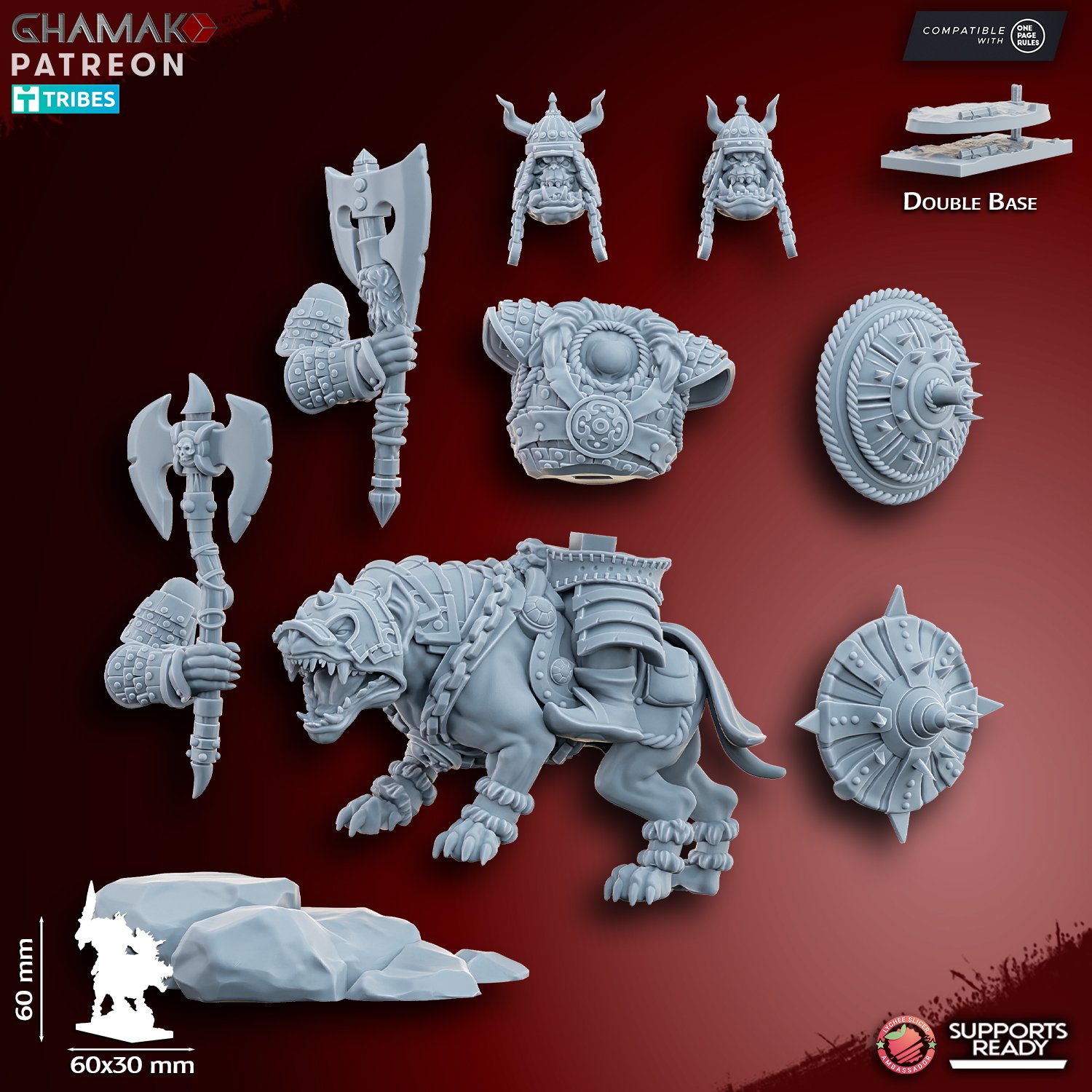 ORCS – GREY ORC WARLORD ON WARG – Wargame Exclusive Fantasy