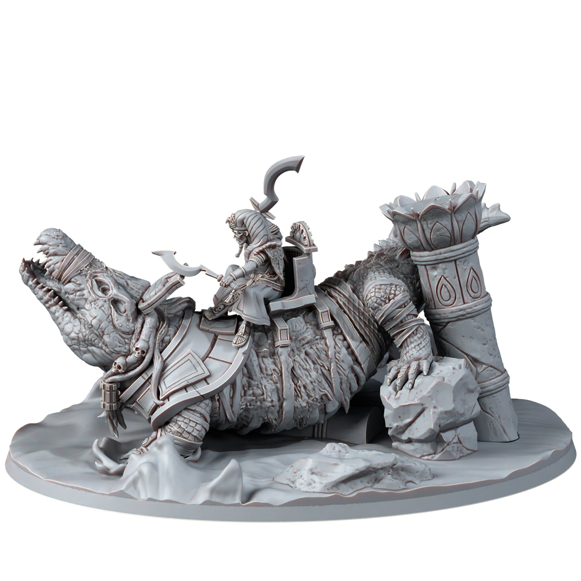 SKELETONS – GOD-KING ON UNDEAD CROCODILE – Wargame Exclusive Fantasy