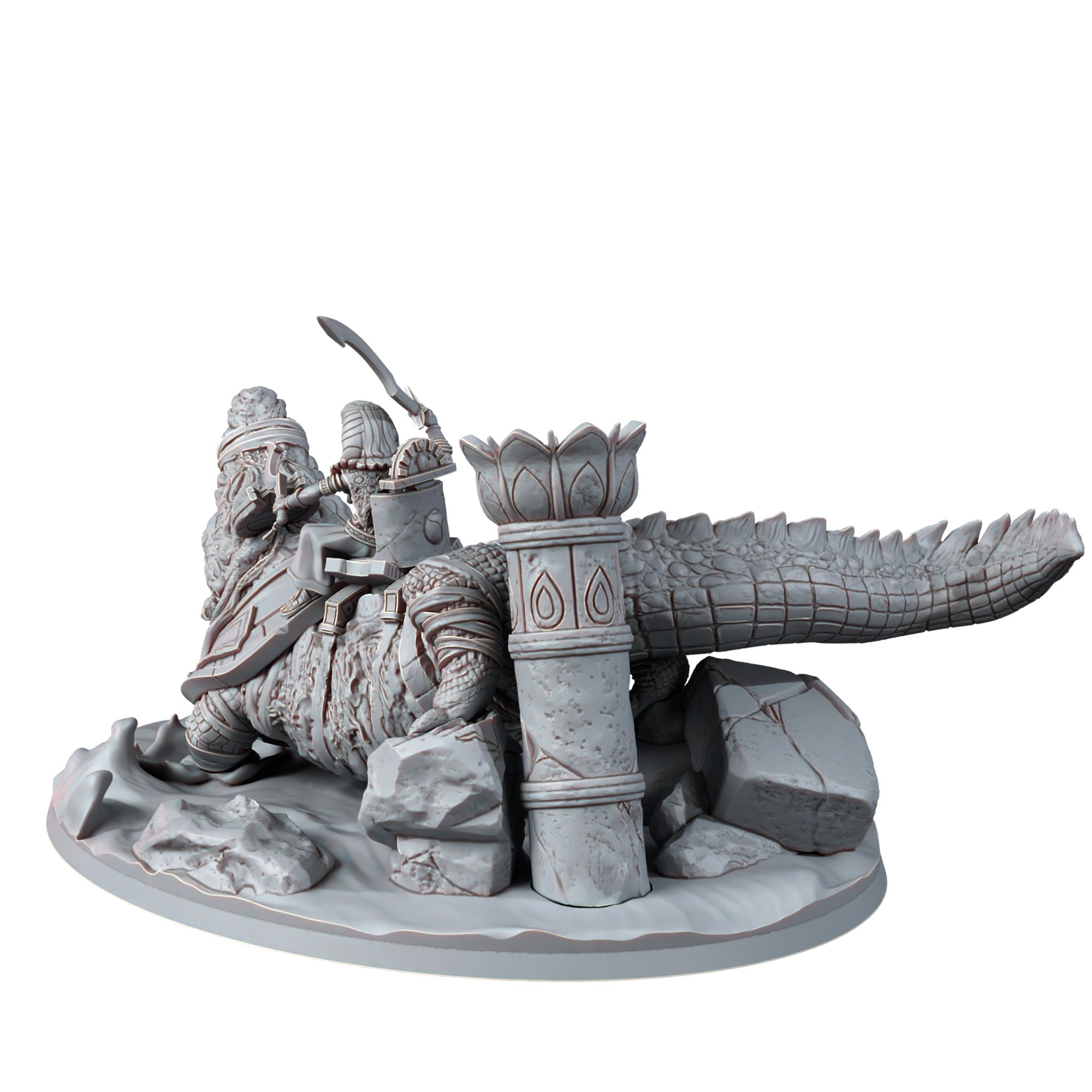 SKELETONS – GOD-KING ON UNDEAD CROCODILE – Wargame Exclusive Fantasy