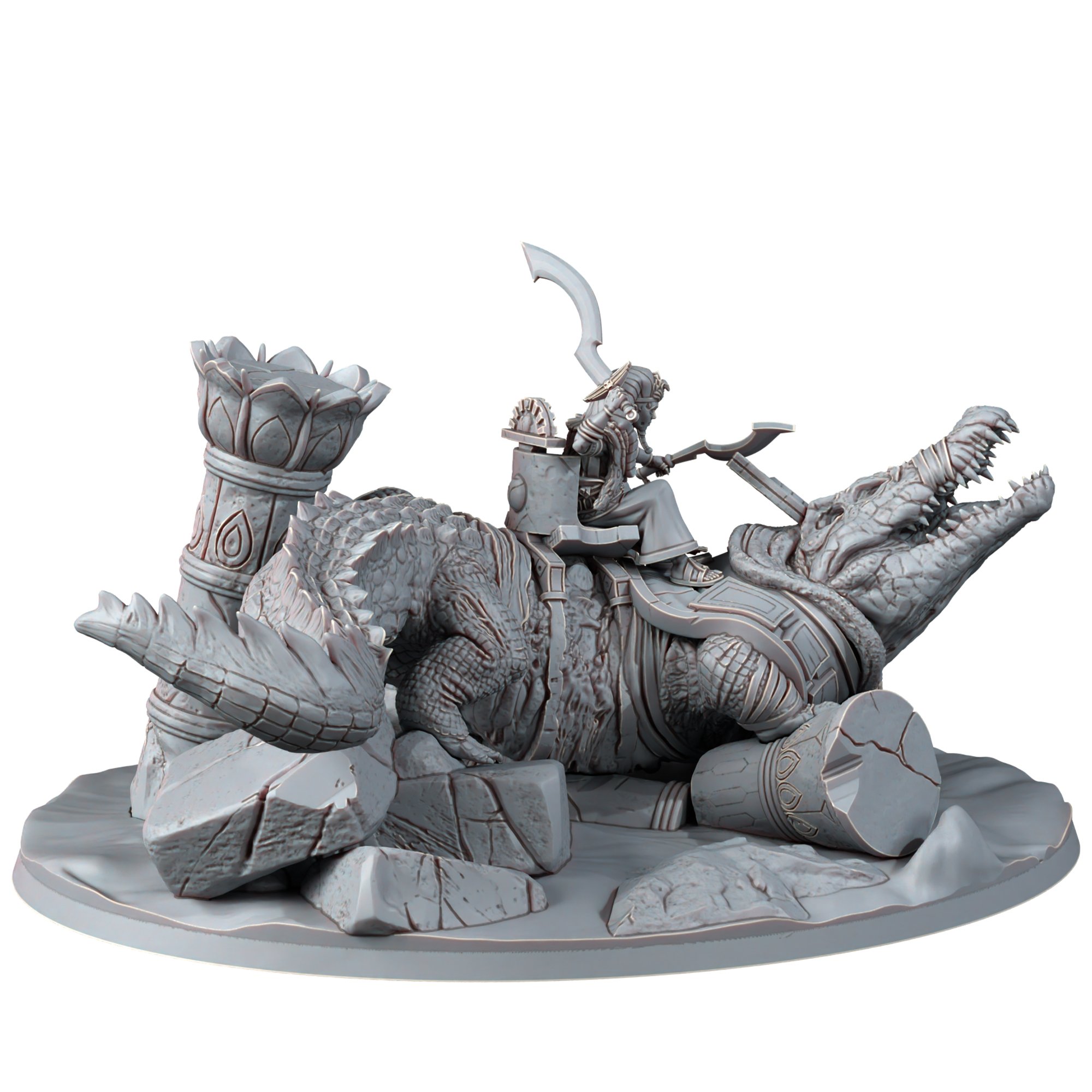SKELETONS – GOD-KING ON UNDEAD CROCODILE – Wargame Exclusive Fantasy